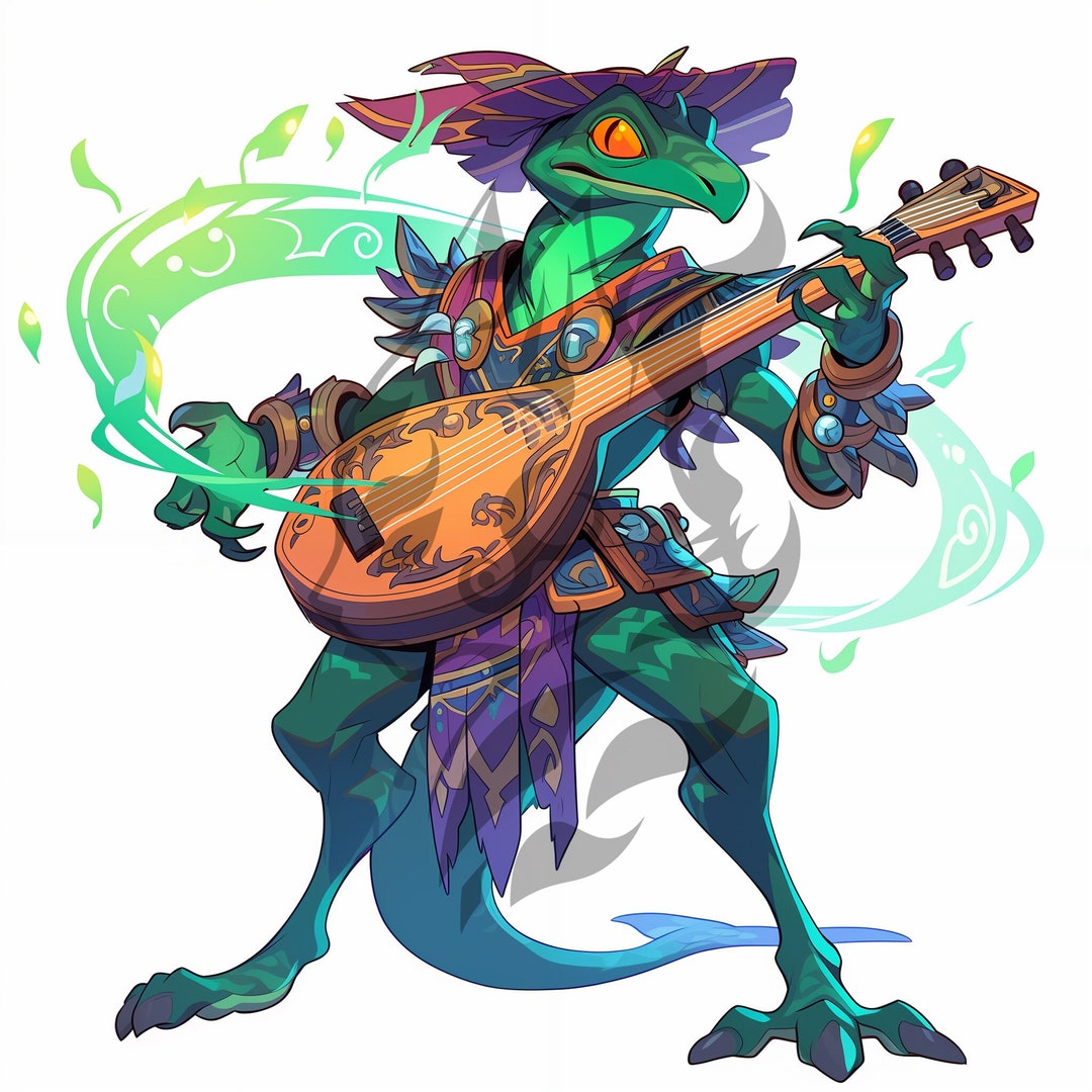 Lizardfolk Bard Adoptable Character - Digital Download HD Image ...