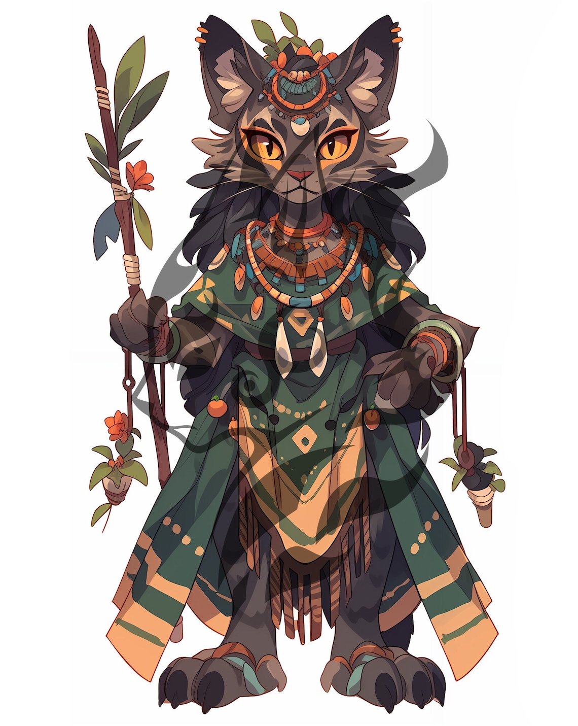 Tabaxi Druid Adoptable Character Digital Download HD Image - Etsy
