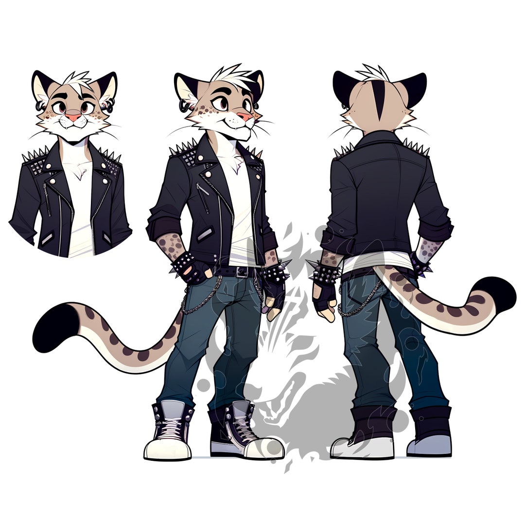 Anthro Snow Leopard Furry Adoptable Character Punk Aesthetic Digital ...