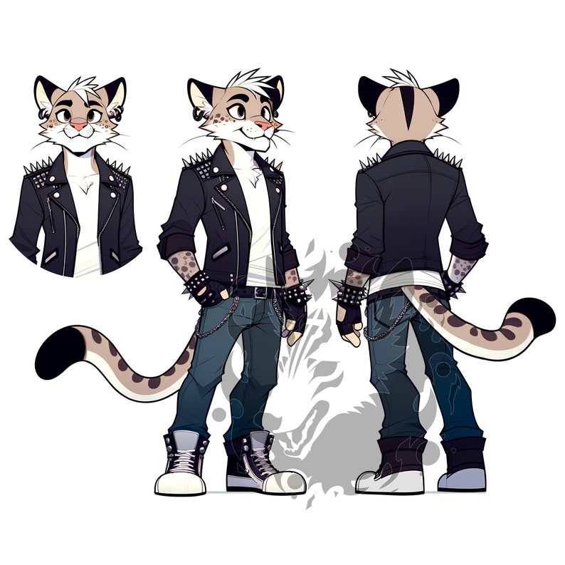 Anthro Snow Leopard Furry Adoptable Character Punk Aesthetic Digital ...