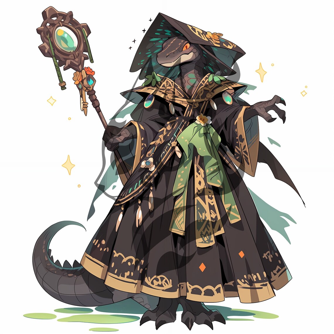 Lizardfolk Cleric Adoptable Character Digital Download HD Image - Etsy