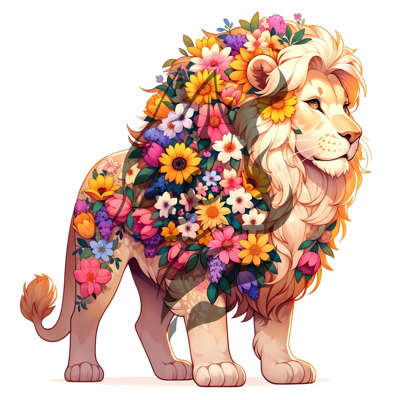 Springtime Lion Adoptable Character Digital Download HD Image - Etsy