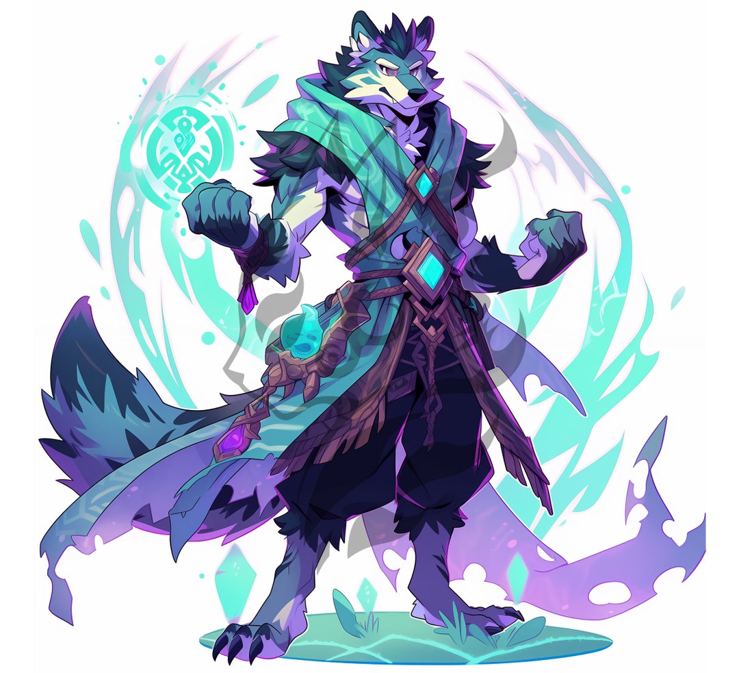 Wolf Sorcerer Adoptable Character Digital Download HD Image Wizard Mage ...