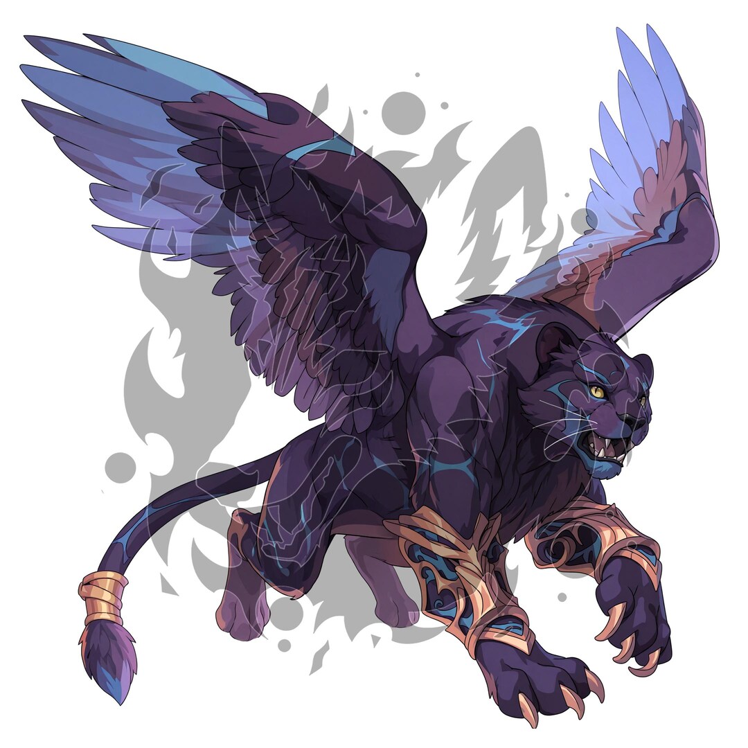 Winged Panther Adoptable Character - Digital Download HD Image Animal ...