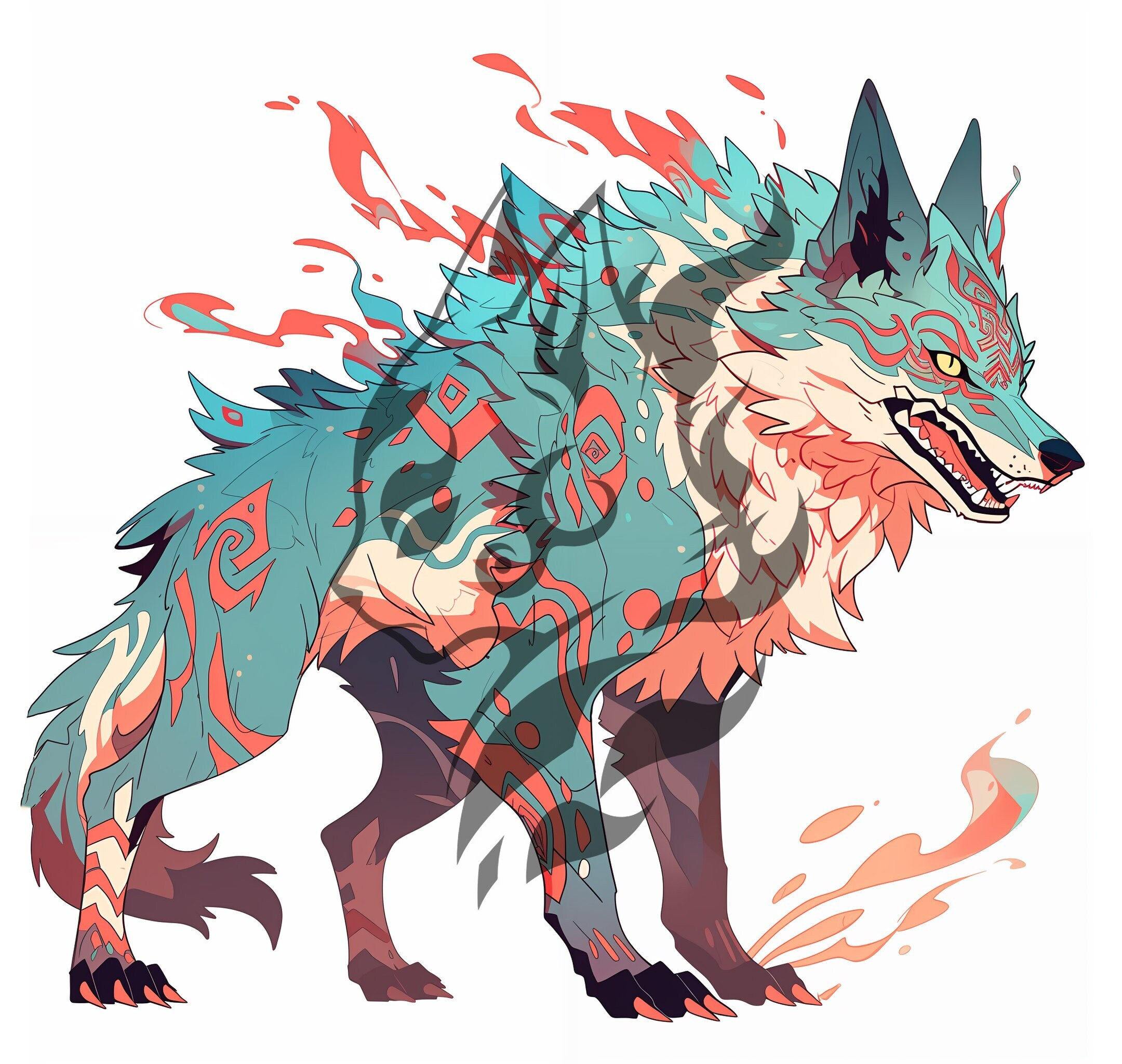 Oni Wolf Adoptable Character - Digital Download HD Image - Unique ...