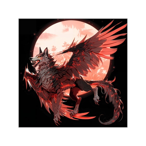 Winged Wolf - Etsy