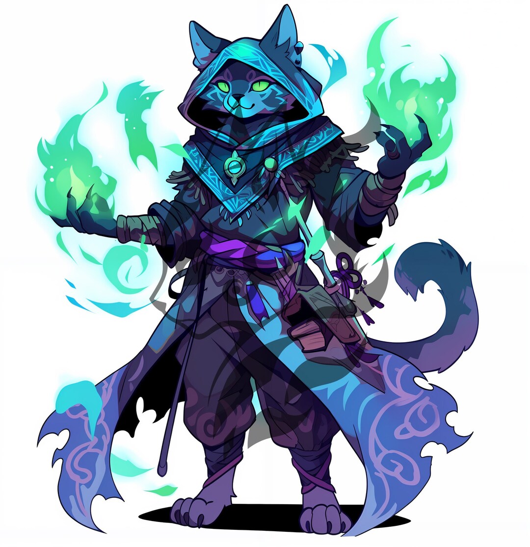 Tabaxi Sorcerer Adoptable Character Digital Download HD Image Wizard ...