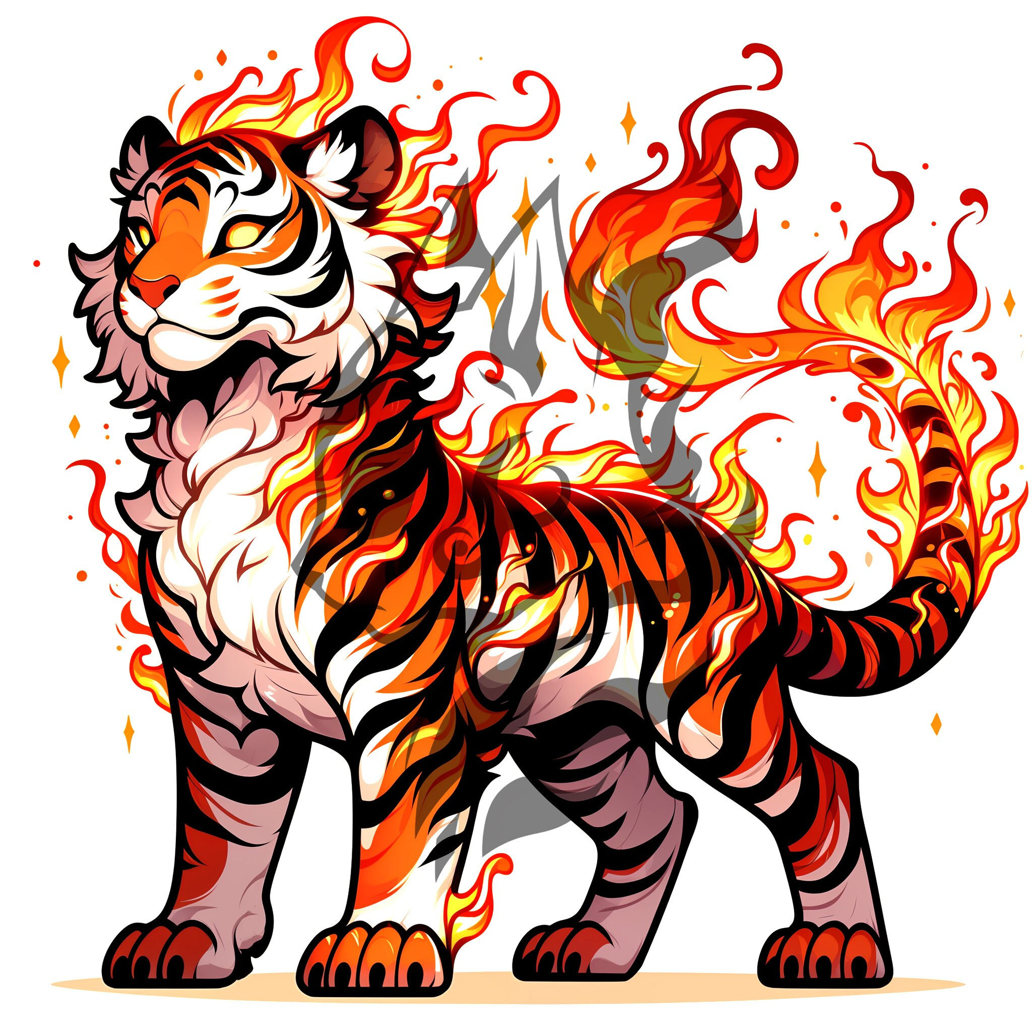 Fire Elemental Tiger Adoptable Character - Digital Download HD Image ...