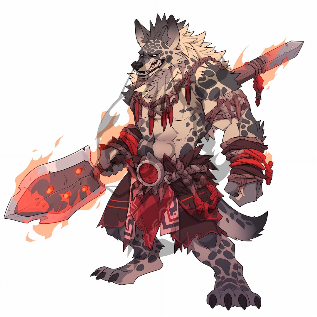 Gnoll Barbarian Adoptable Character - Digital Download HD Image ...