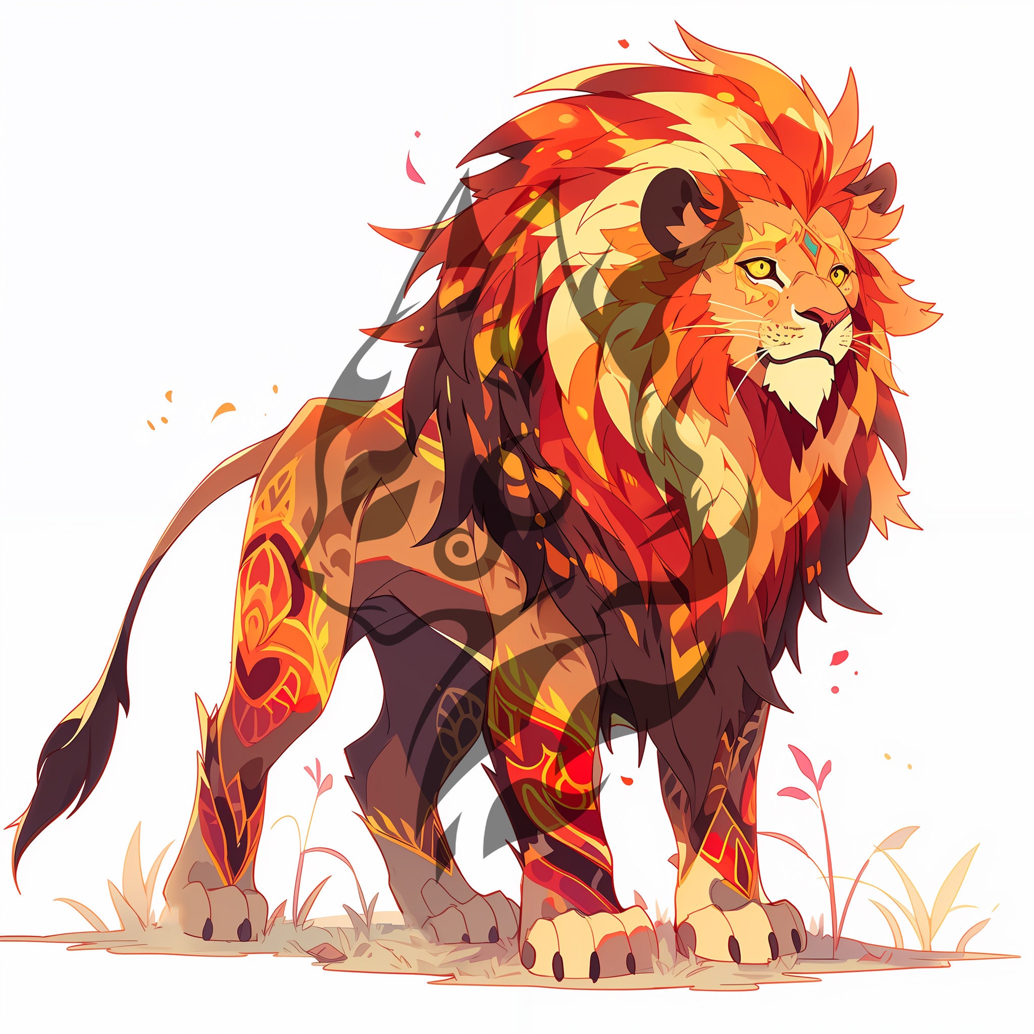 Fire Elemental Lion Adoptable Character Digital Download HD Image - Etsy
