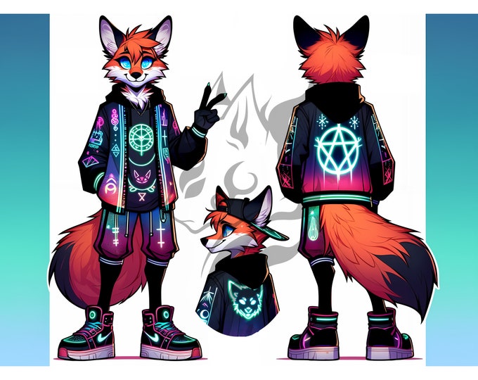 Anthro Fox Furry Adoptable Character - Digital Download HD Image - Y2k ...