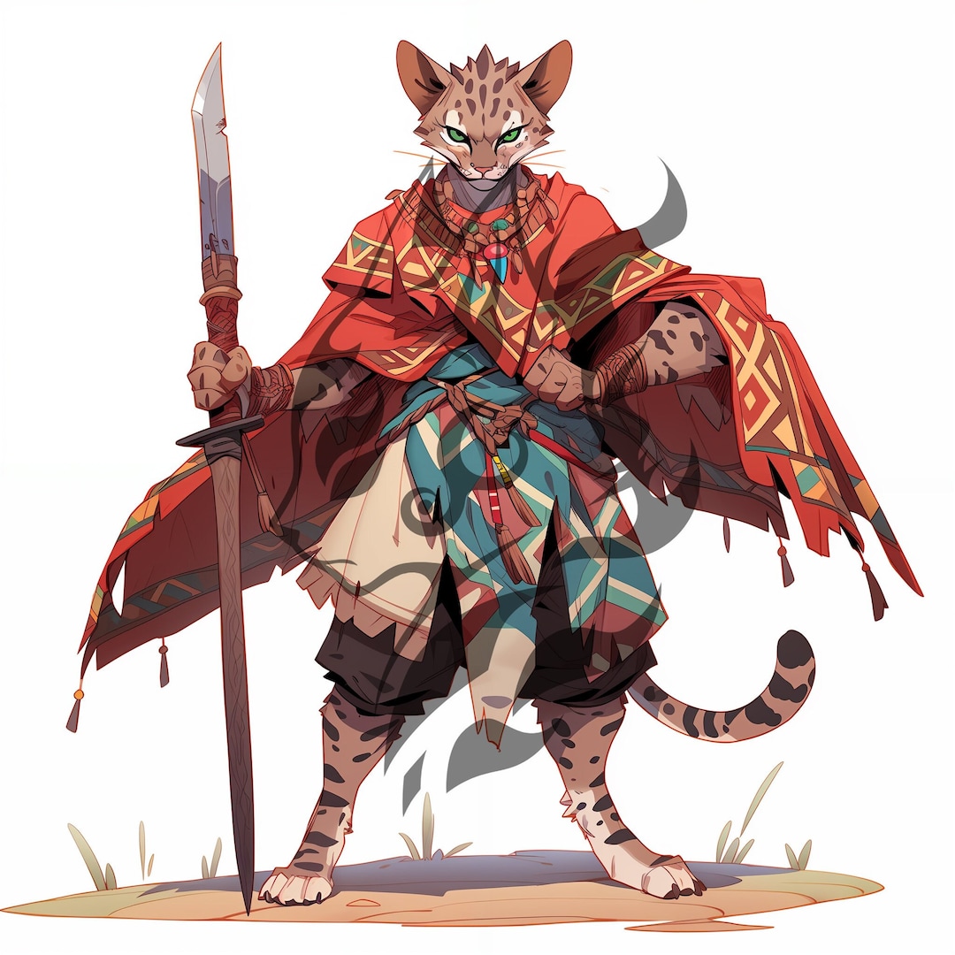 Tabaxi Fighter Adoptable Character - Digital Download HD Image - Etsy