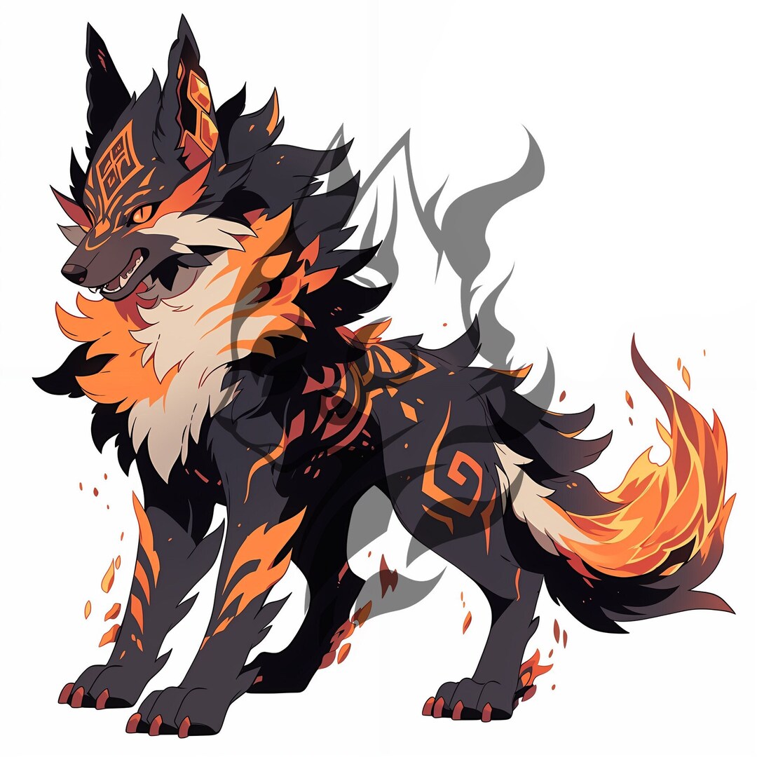Fire Elemental Wolf Adoptable Character Digital Download HD - Etsy