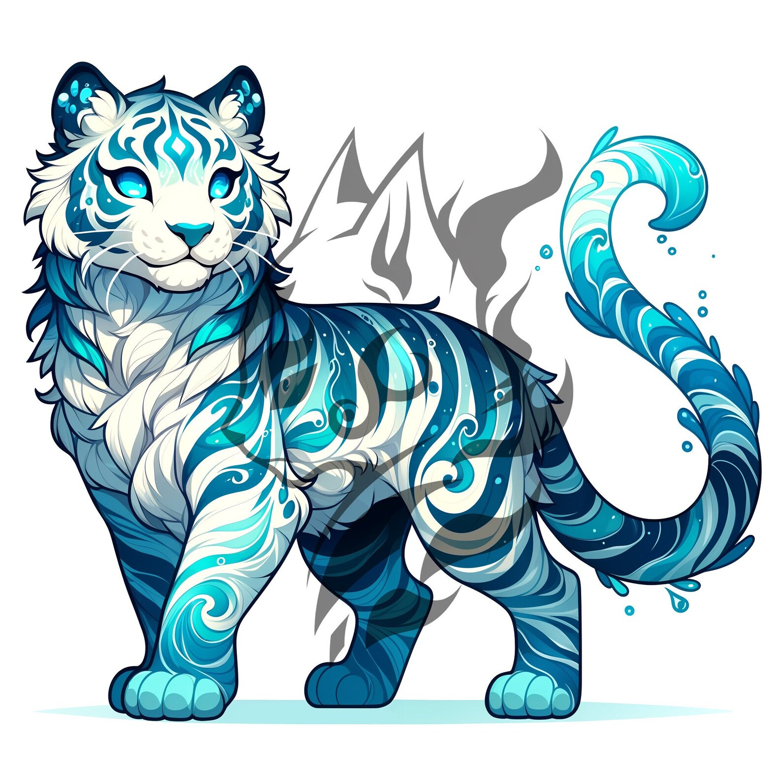 Water Elemental Tiger Adoptable Character Digital Download - Etsy