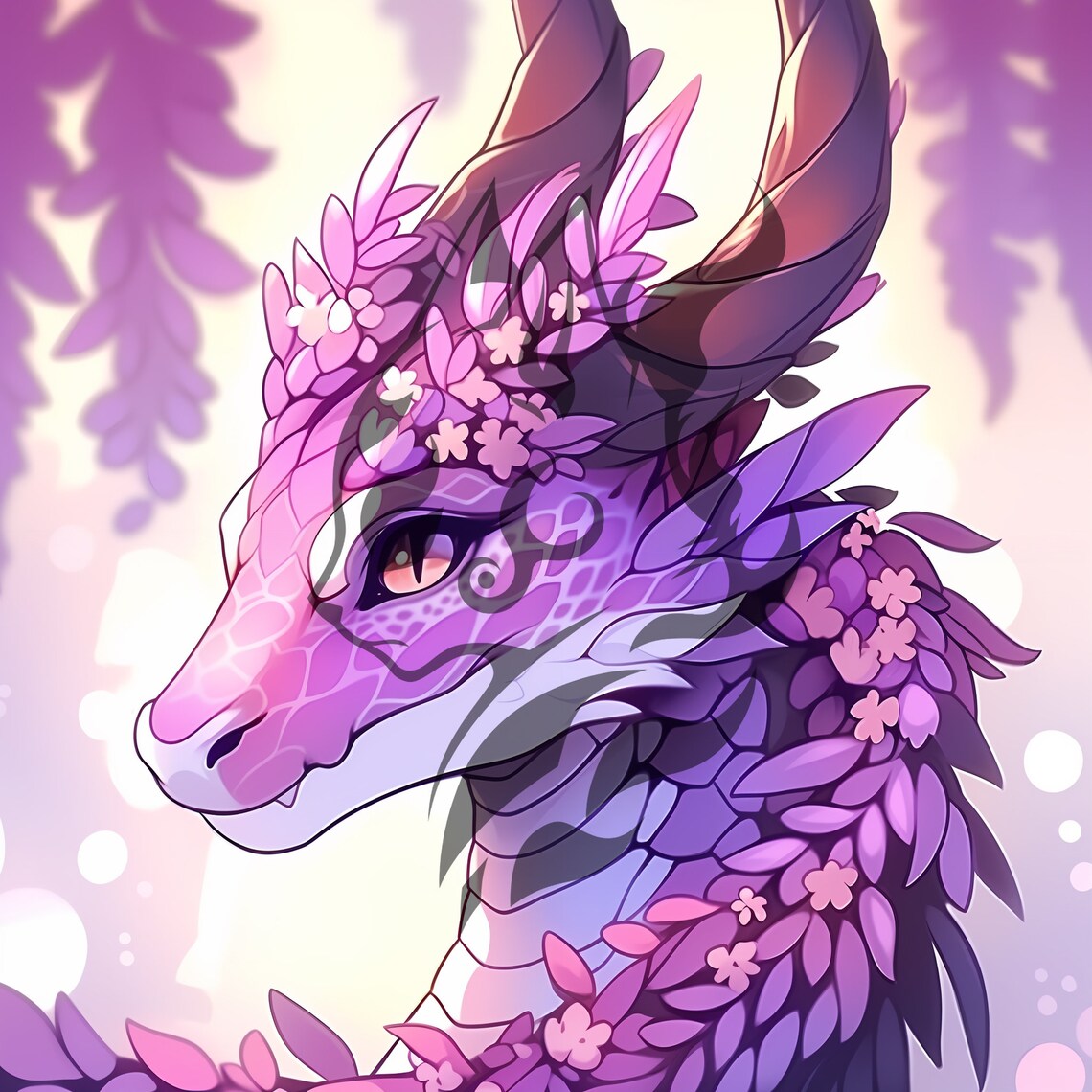Wisteria Dragon Profile Pic PFP Digital Download HD Image - Etsy