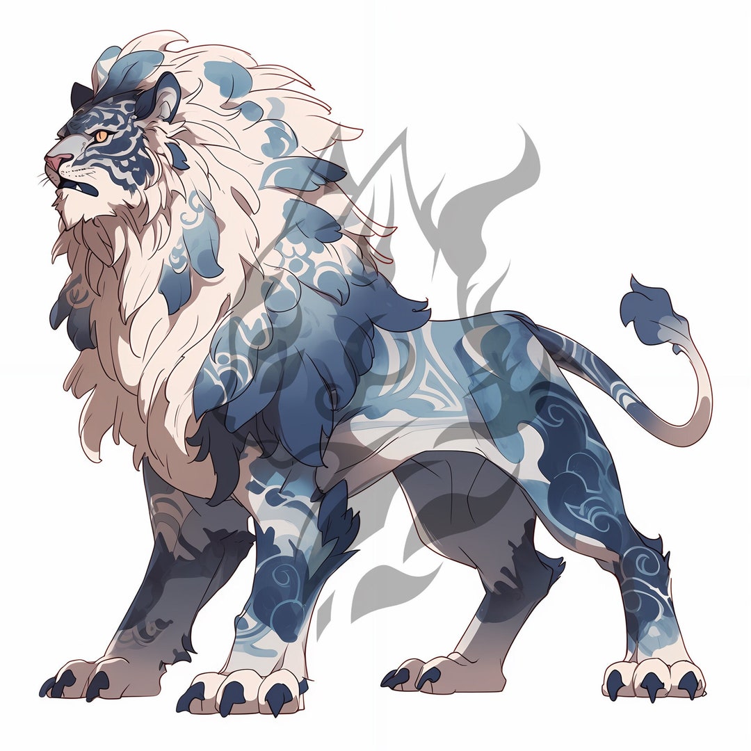 Air Elemental Lion Adoptable Character - Digital Download HD Image - Unique Original Picture for ...