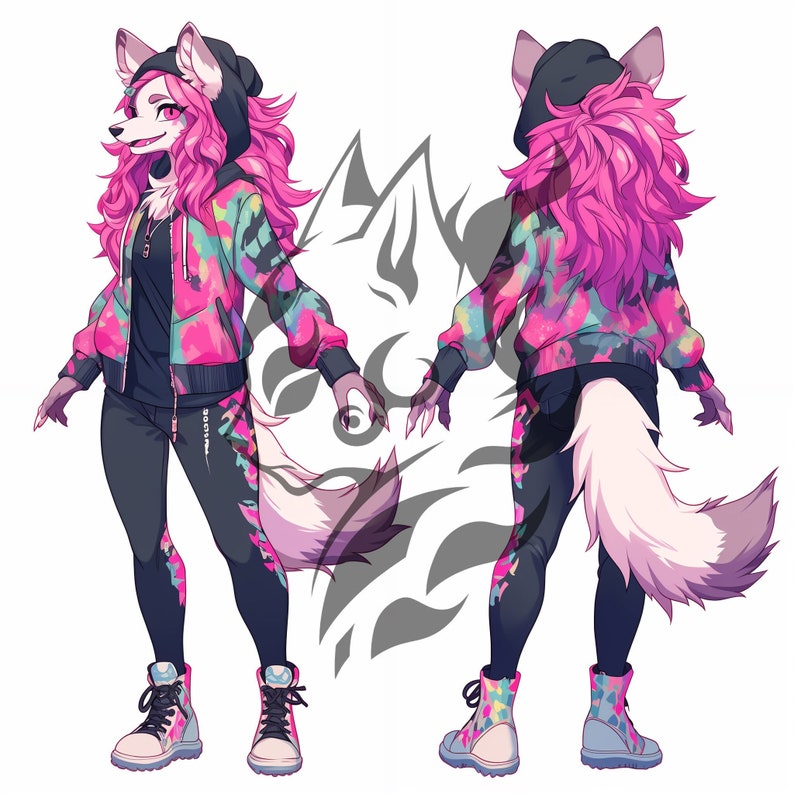Pink Wolf Furry Adoptable Character Digital Download HD Image - Etsy