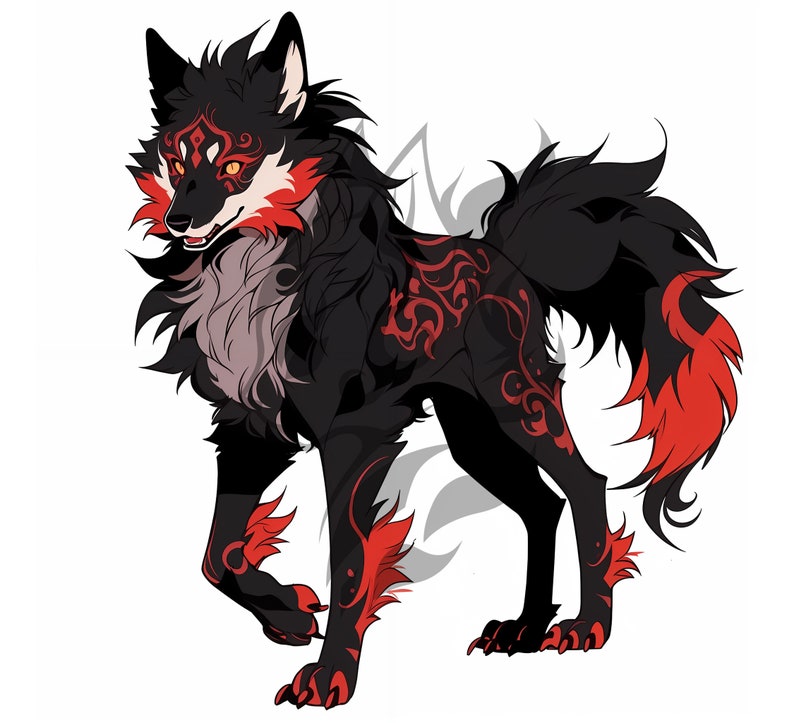 Black and Red Magical Wolf Adoptable Character Digital Download HD ...