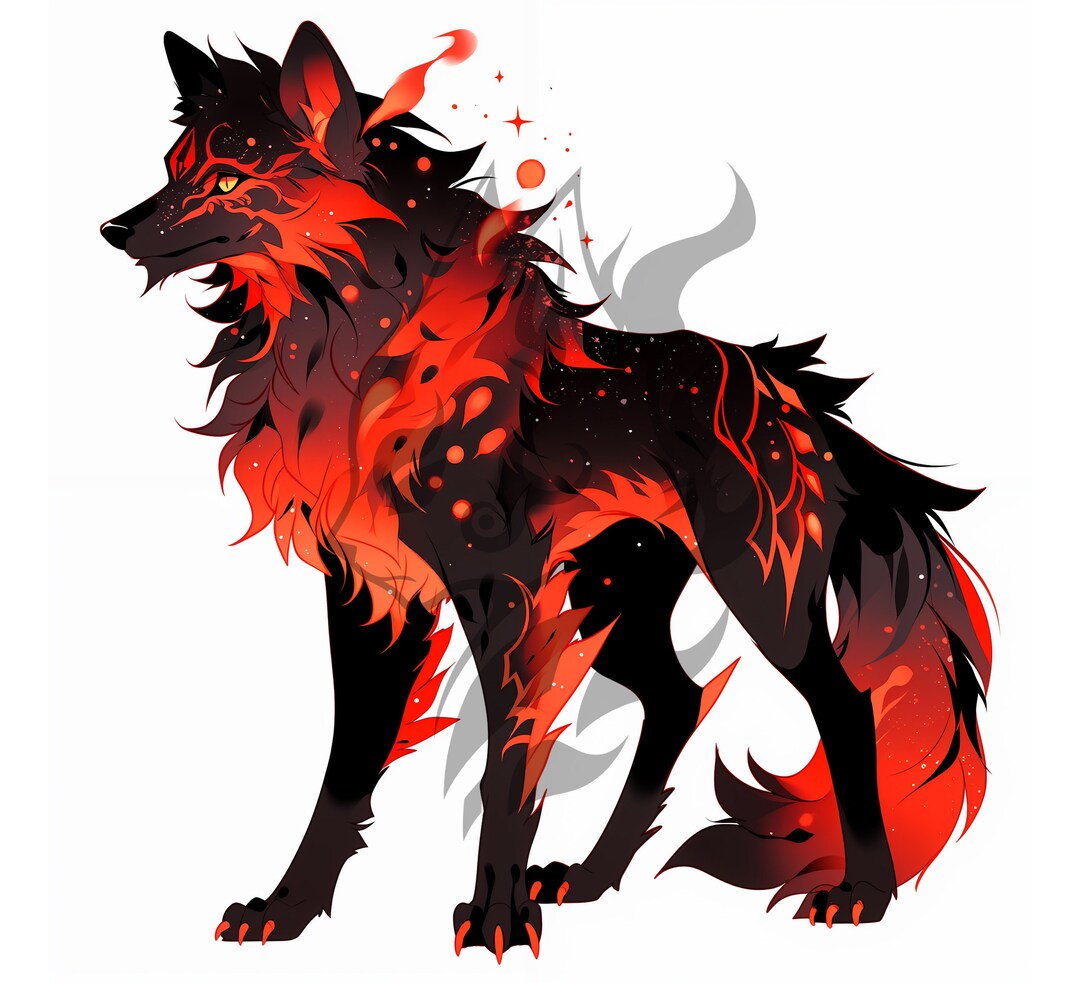Red Cosmic Wolf Adoptable Character - Digital Download HD Image ...