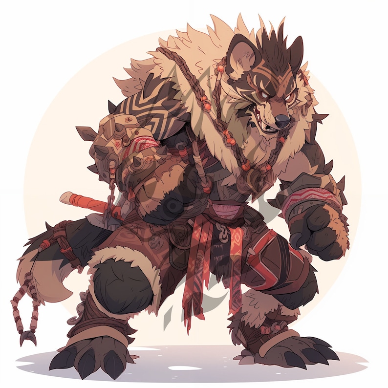 Gnoll Barbarian Adoptable Character Digital Download HD Image Hyenafolk ...