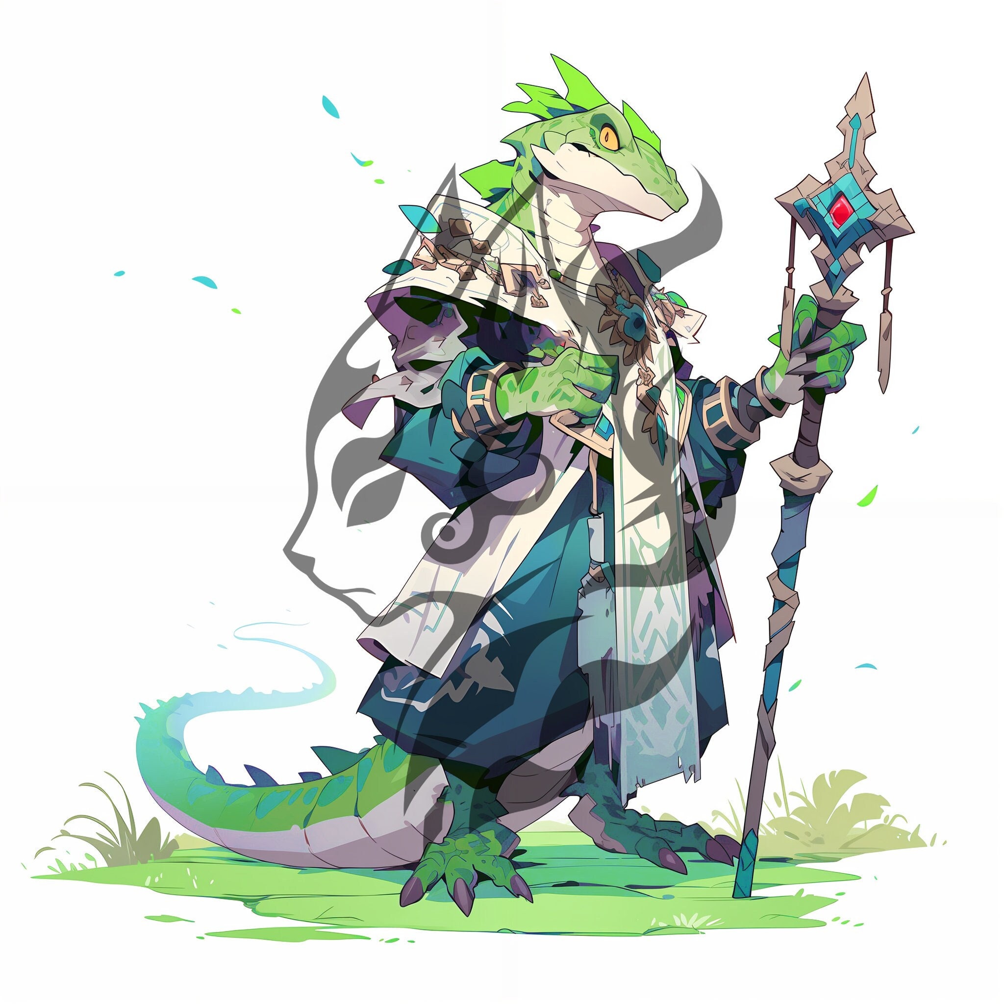 Lizardfolk Monk Adoptable Character - Digital Download HD Image ...