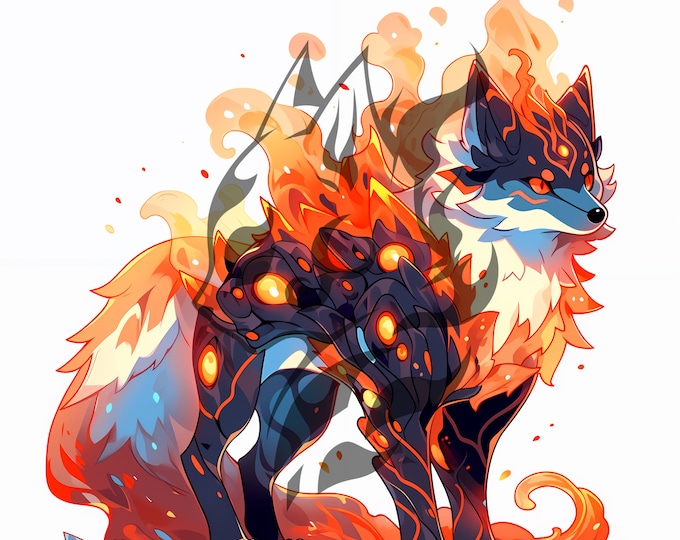 Fire Elemental Fox Adoptable Character - Digital Download HD Image - Etsy