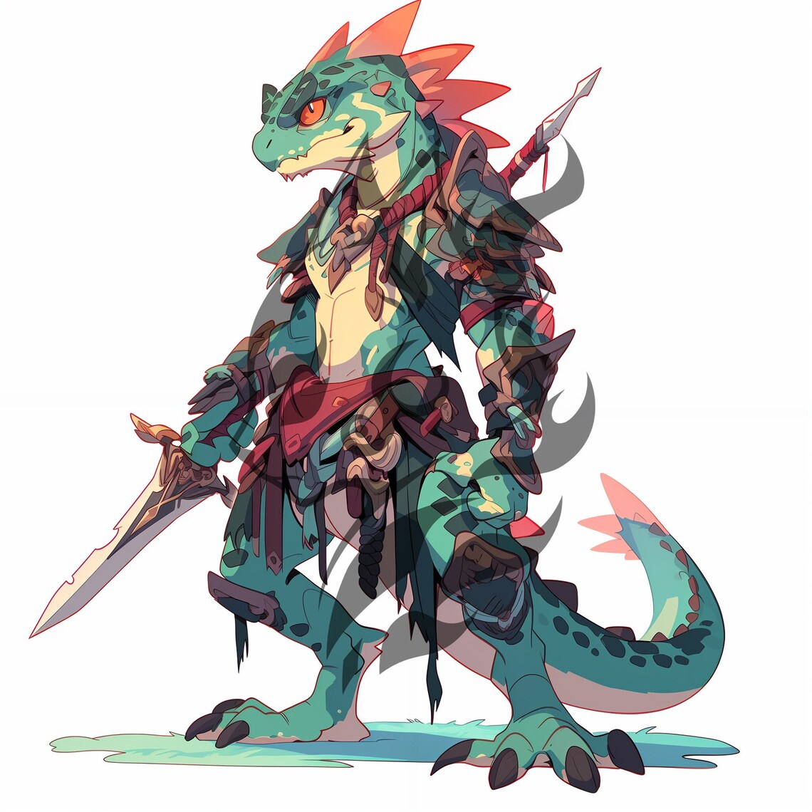 Lizardfolk Fighter Adoptable Character Digital Download HD Image - Etsy