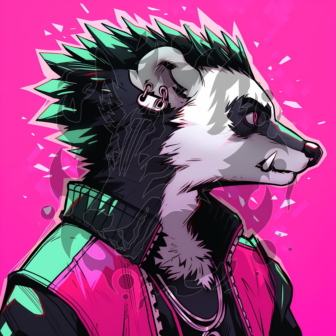 Punk Badger Profile Pic PFP Digital Download HD Image Unique One of a ...