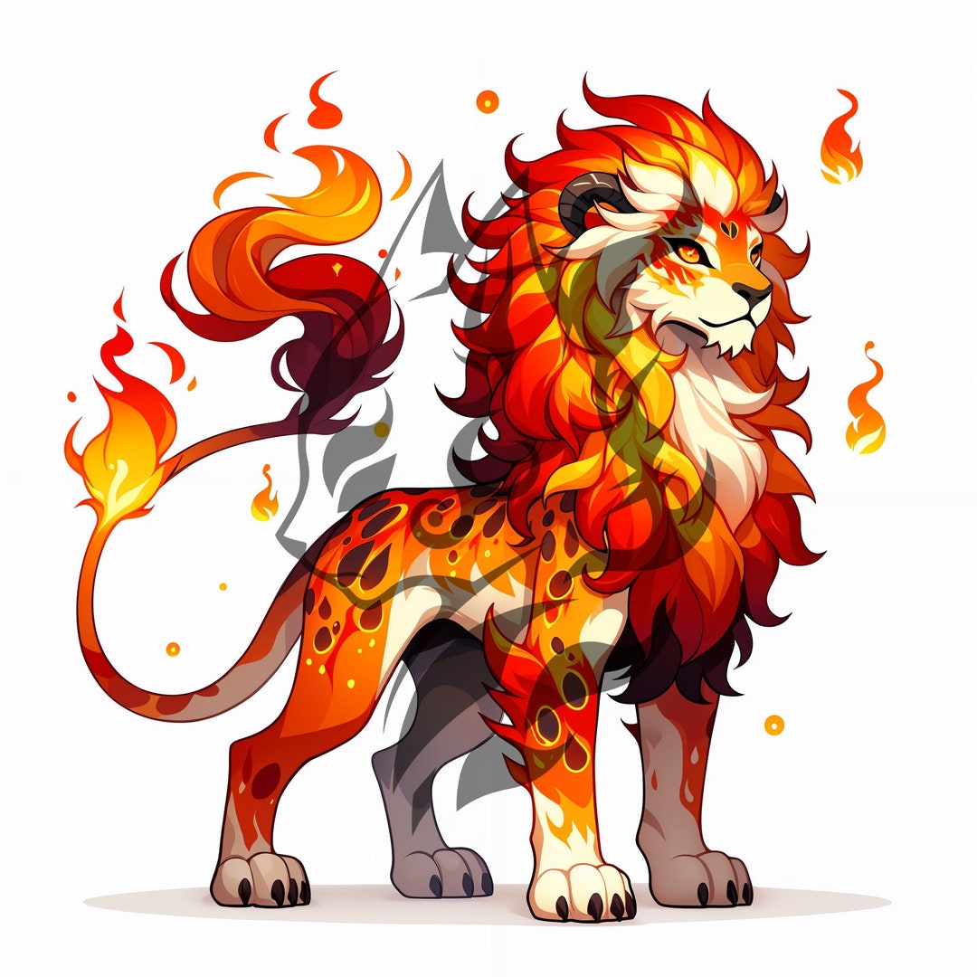 Fire Elemental Lion Adoptable Character - Digital Download HD Image ...