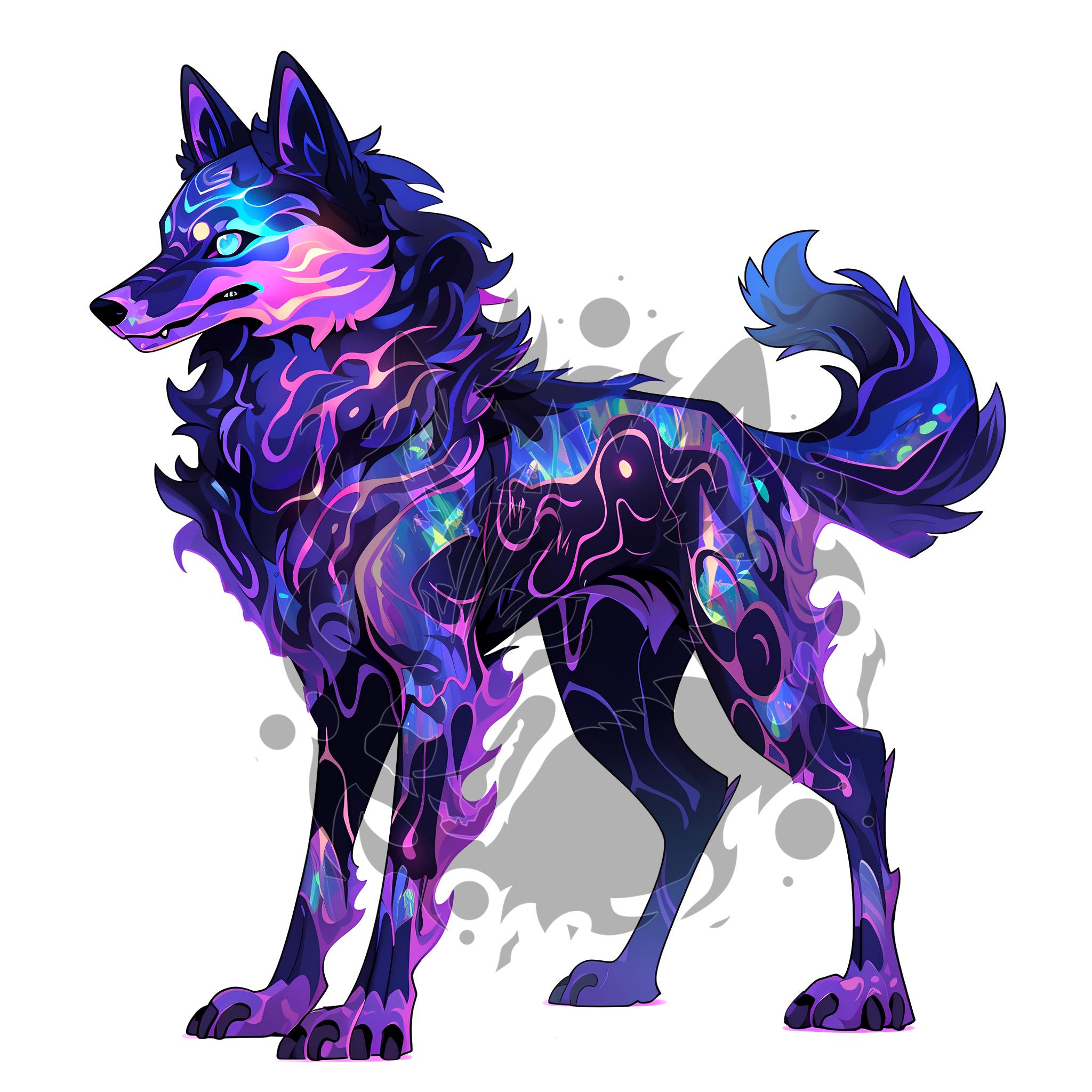 Anime Black And Blue Wolf