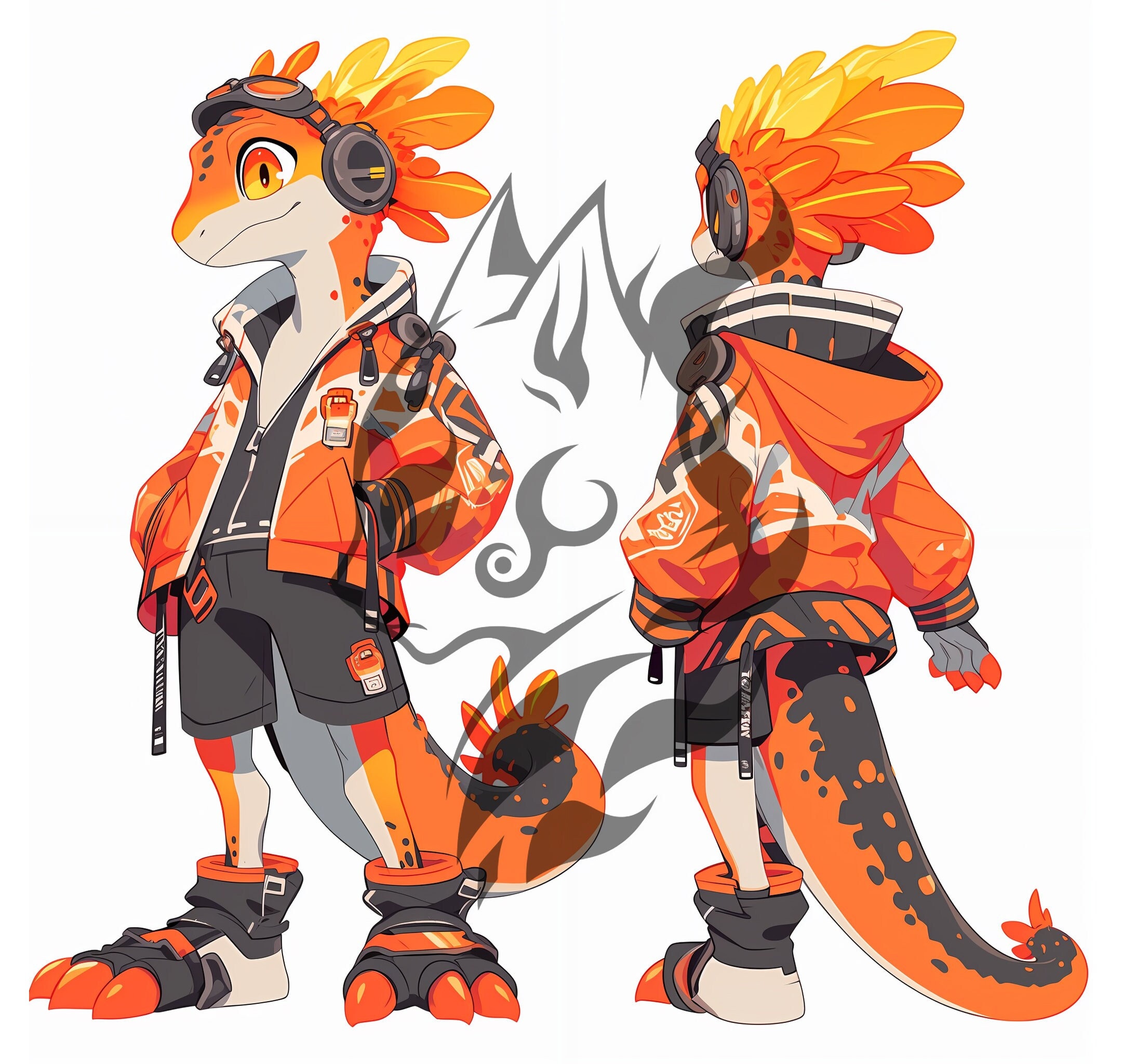 Orange Lizard Furry Adoptable Character Digital Download HD Image - Etsy