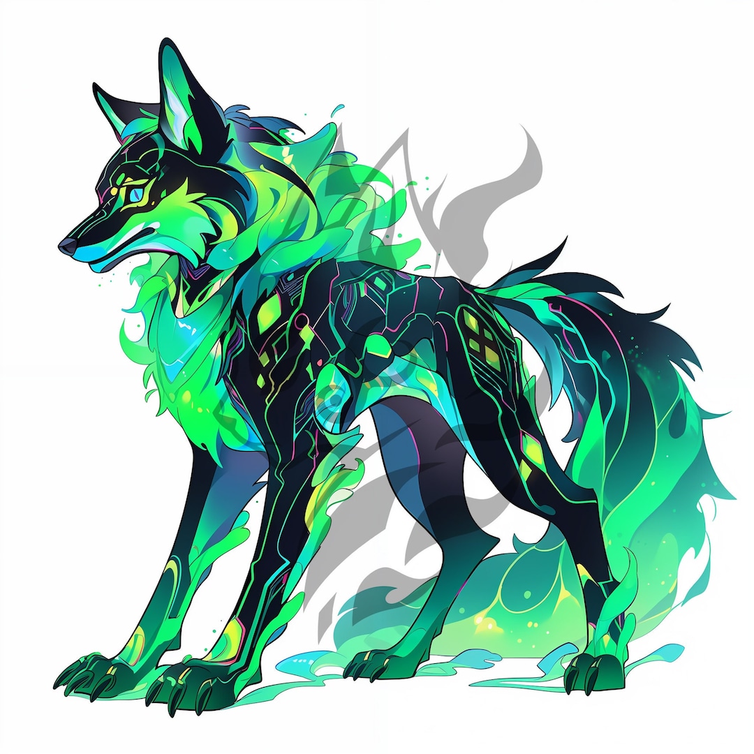 Glitch Wolf Adoptable Character - Digital Download HD Image - Unique ...