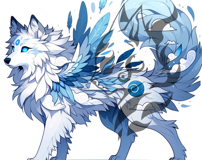 Air Elemental Wolf Adoptable Character Digital Download HD Image - Etsy