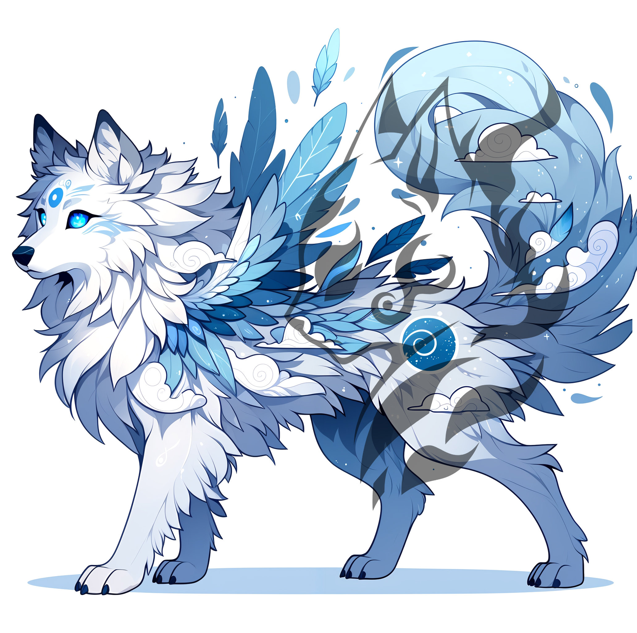 Air Elemental Wolf Adoptable Character Digital Download HD Image - Etsy