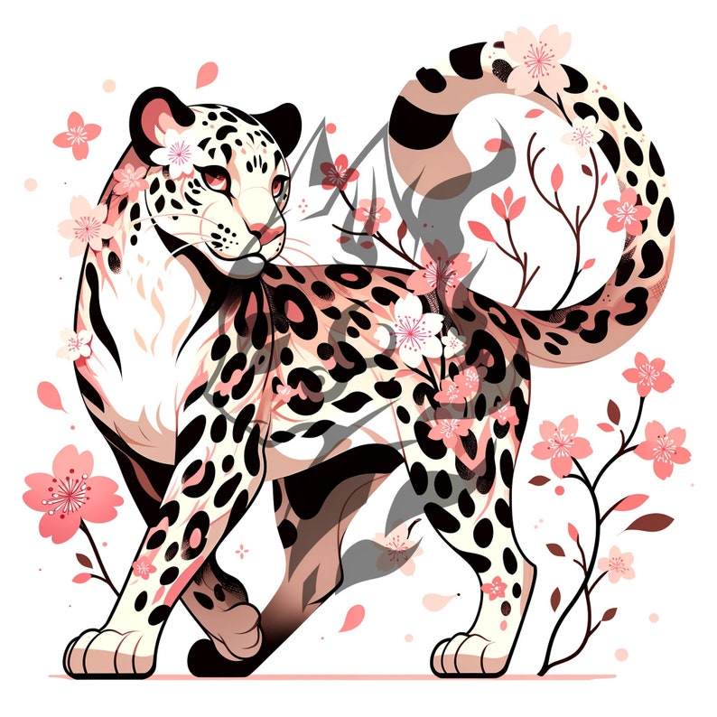 Sakura Leopard Tattoo Design Digital Download HD Image - Etsy