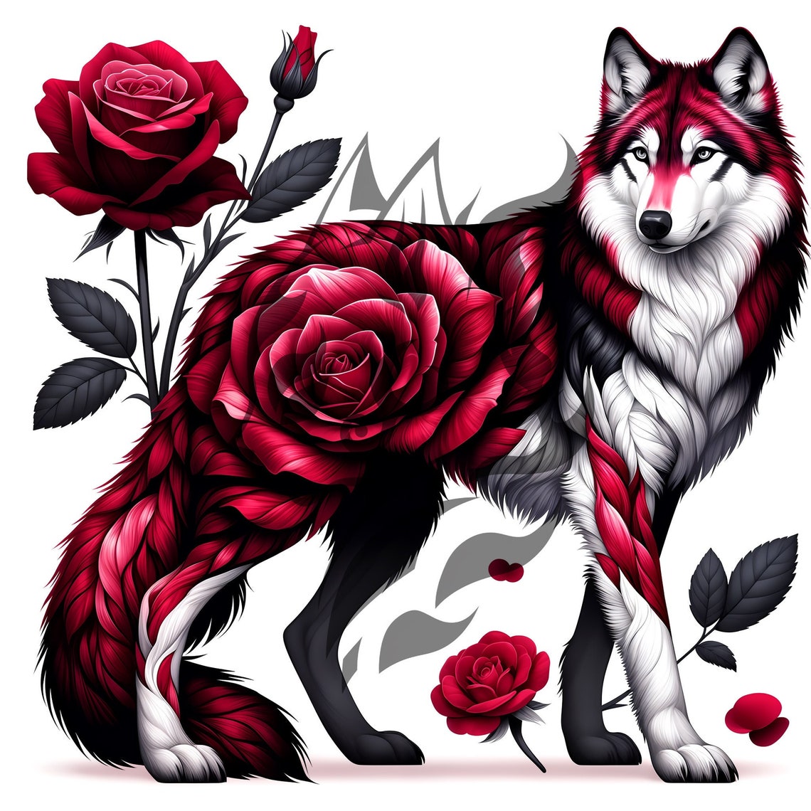 Rose Wolf Tattoo Design Digital Download HD Image - Etsy
