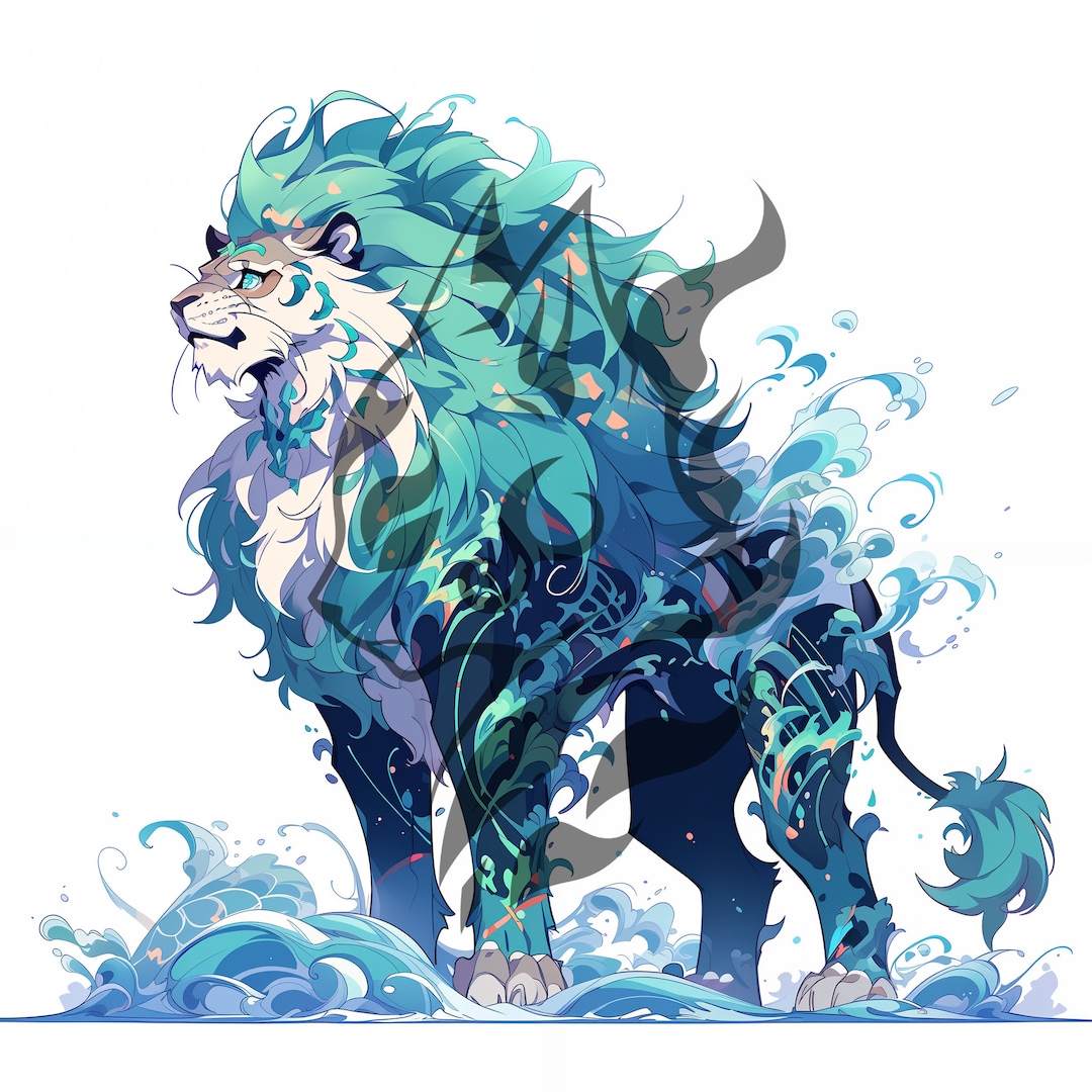 Water Elemental Lion Adoptable Character Digital Download HD Image ...