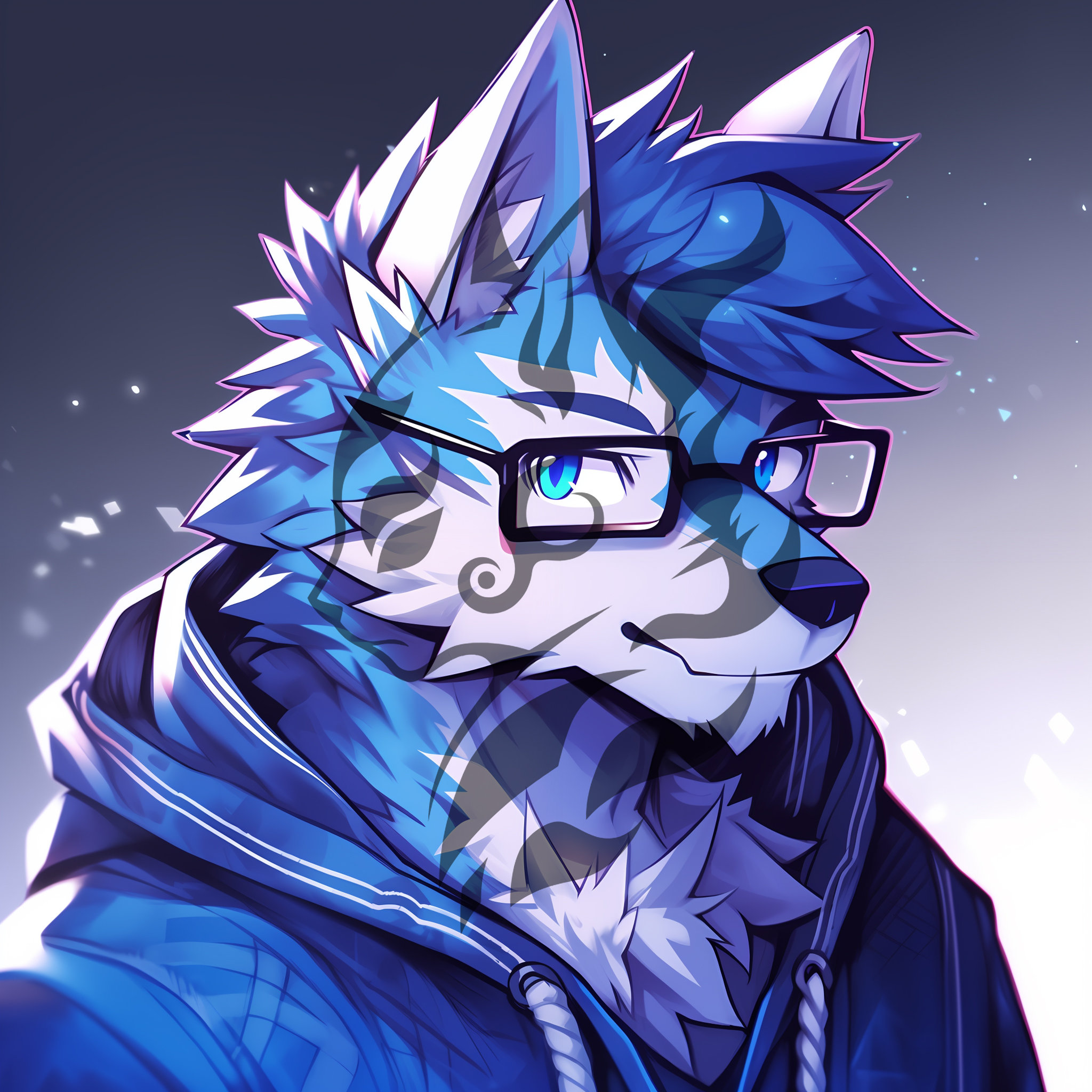 Blue Wolf Fursona Profile Pic PFP - Digital Download HD Image - Unique ...