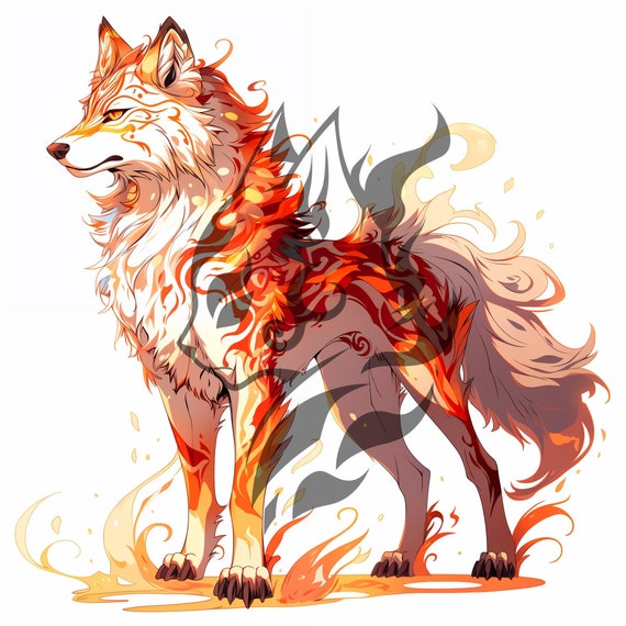 Anime Fire Wolf 324 Wolf Spark Images, Stock Photos, 3D Objects,