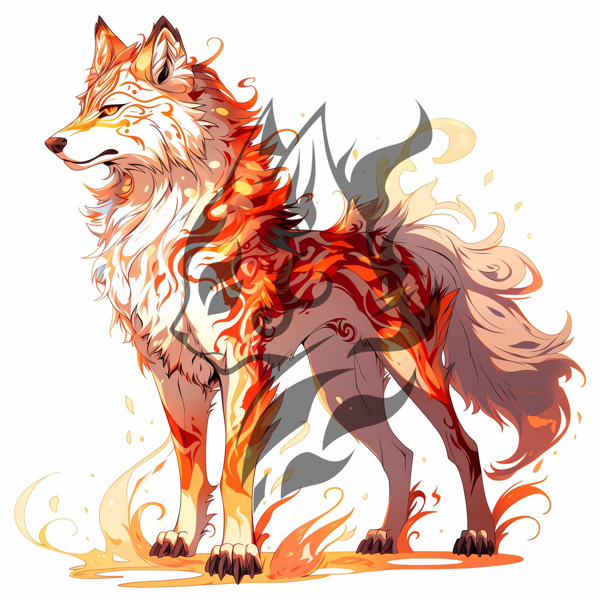 Fire Wolf Adoptable Character Digital Download HD Image - Etsy
