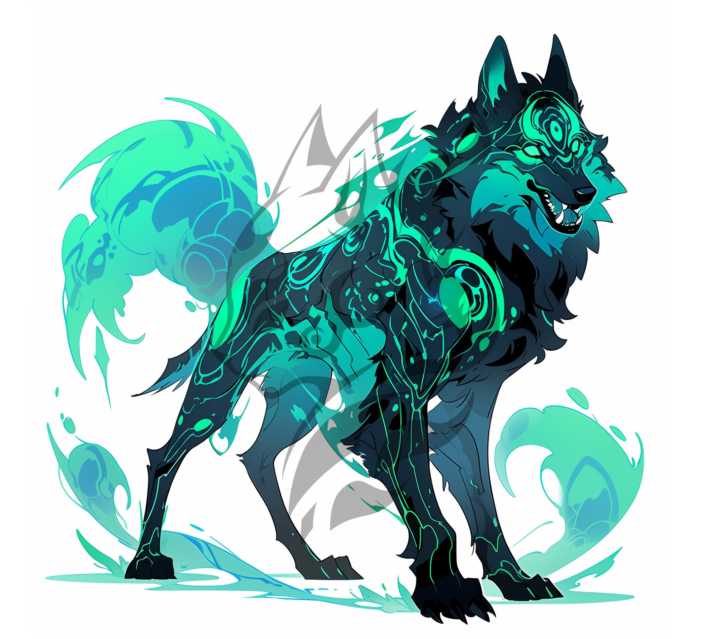 Glitch Wolf Adoptable Character - Digital Download HD Image - Unique ...