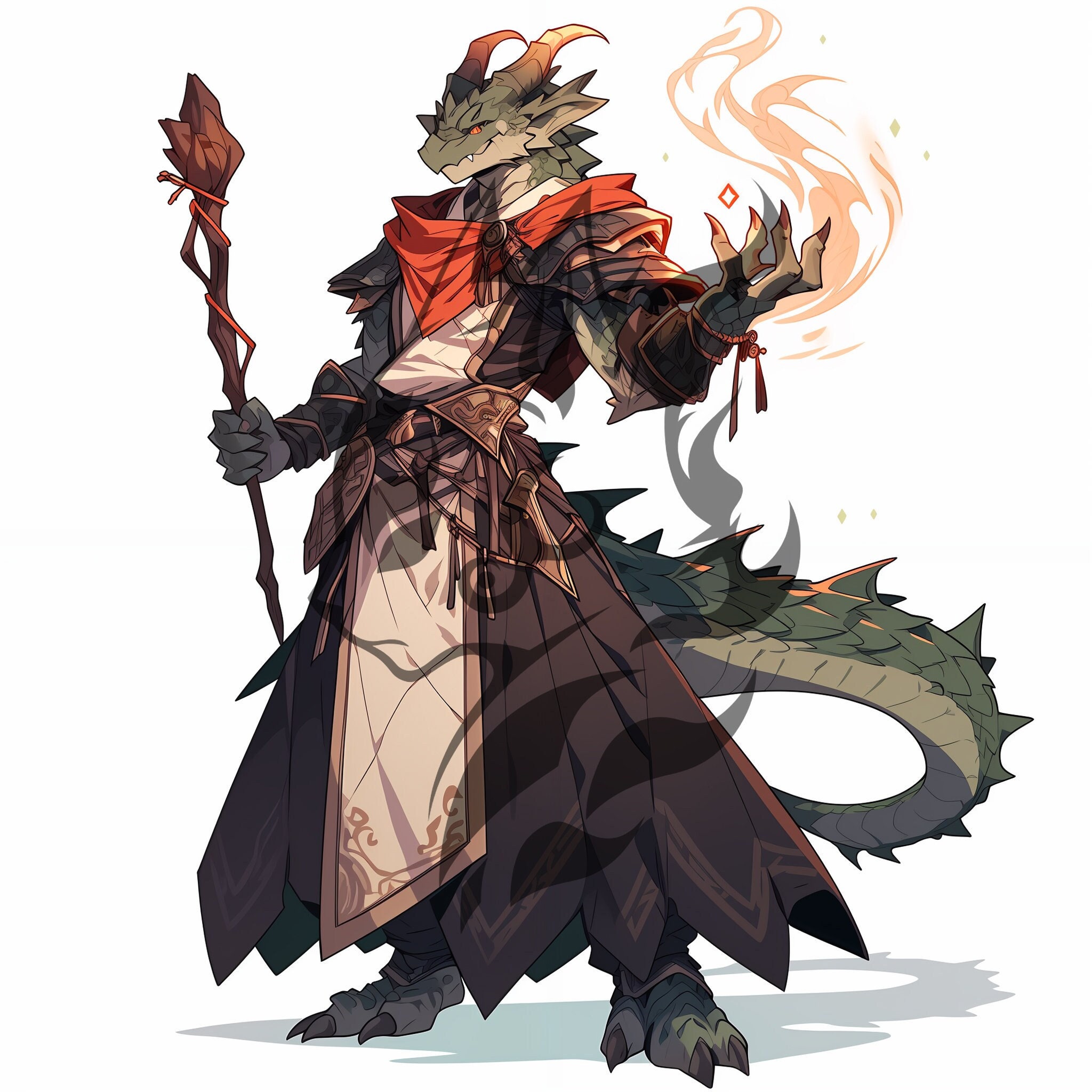 Dragonborn Wizard Adoptable Character Digital Download HD Image - Etsy