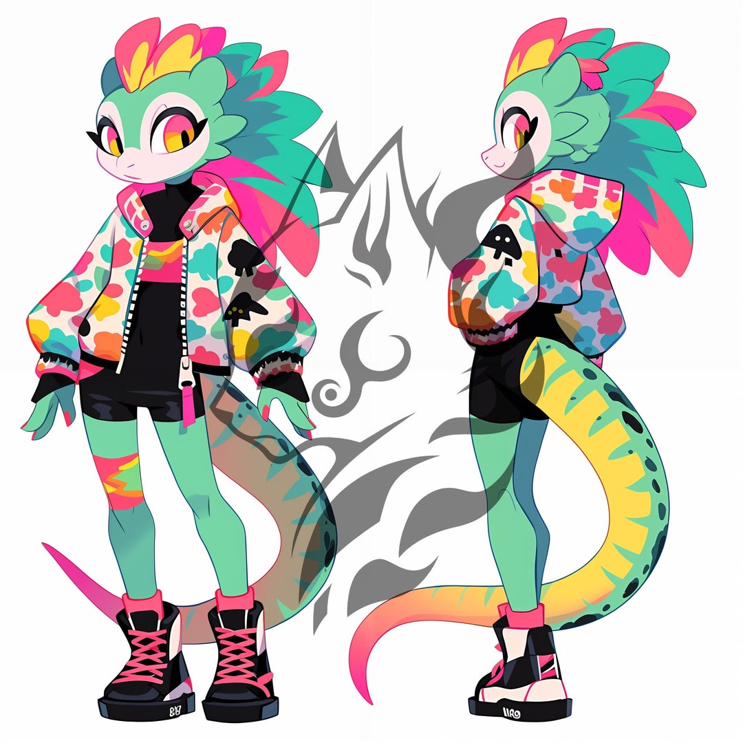 Colorful Lizard Anthro Adoptable Character - Digital Download HD Image ...