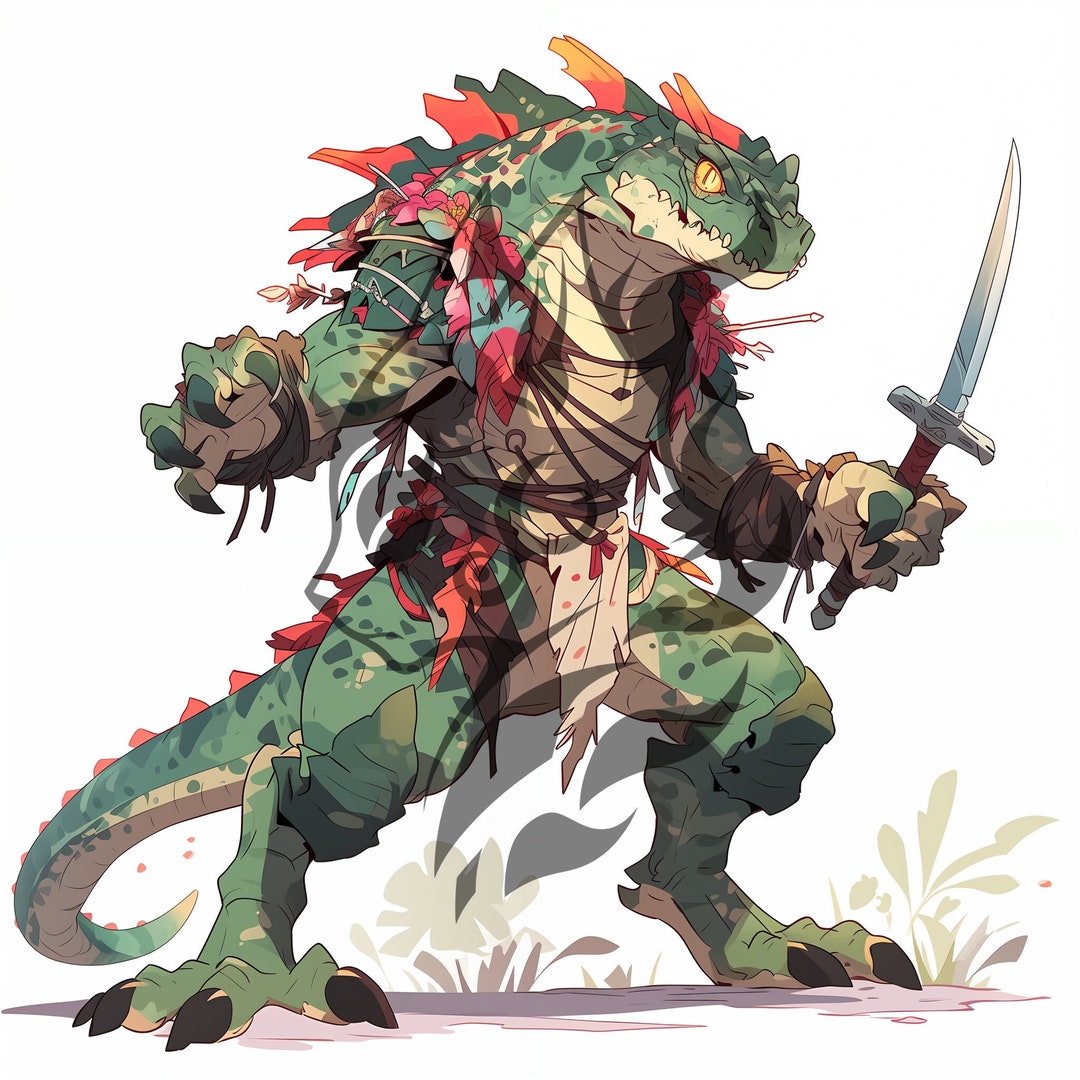 Lizardfolk Fighter Adoptable Character - Digital Download HD Image ...