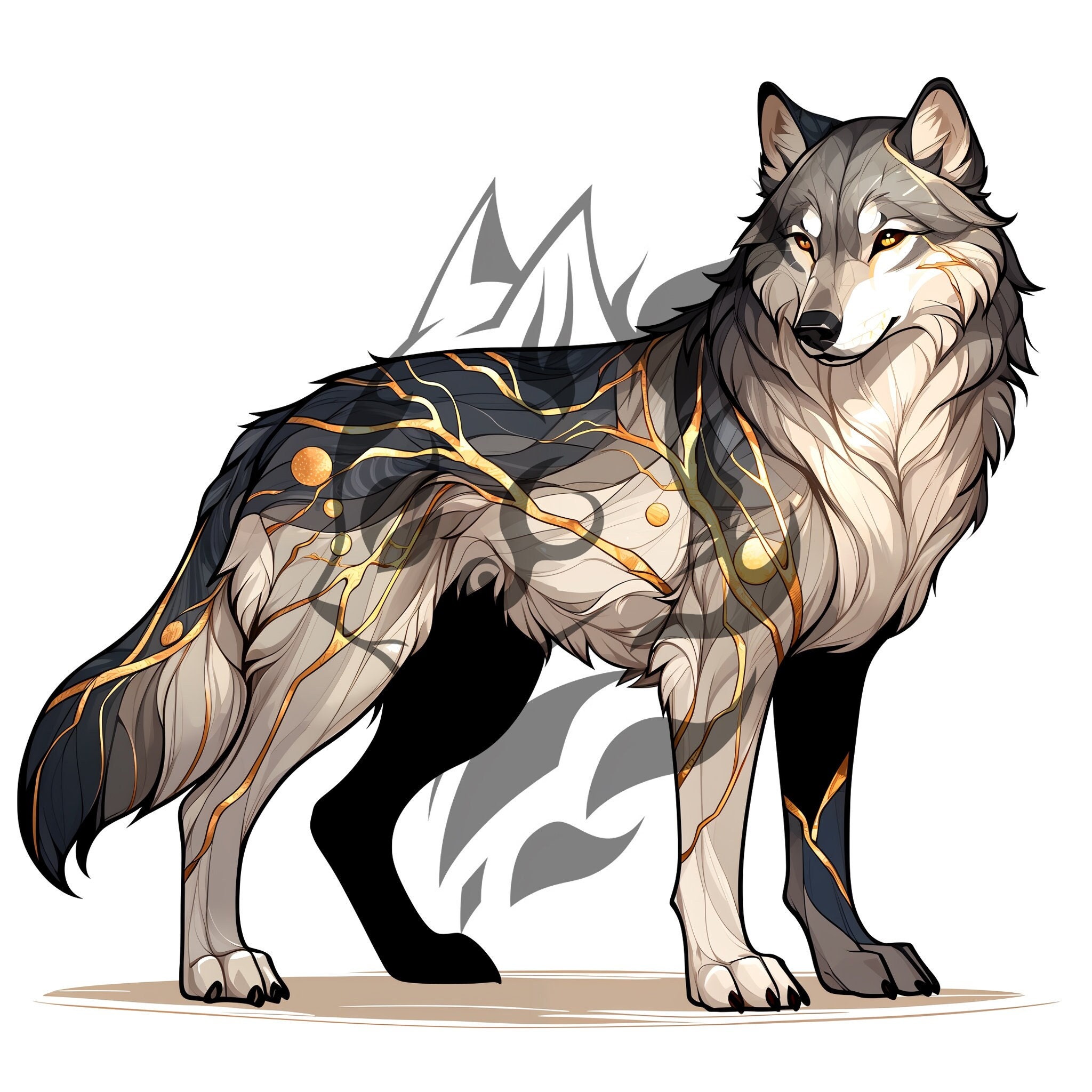 Golden Wolf Adoptable Character Digital Download HD Image - Etsy