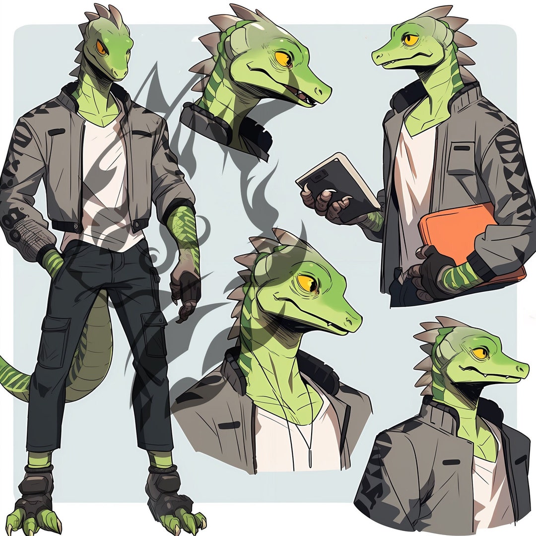 Lizard Anthro Adoptable Character - Digital Download HD Image - Unique ...