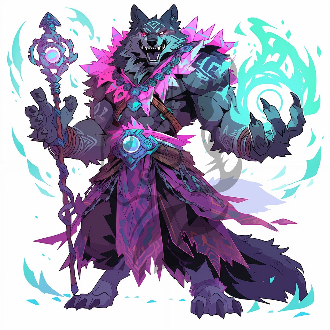 Wolf Wizard Adoptable Character - Digital Download HD Image - Sorcerer ...
