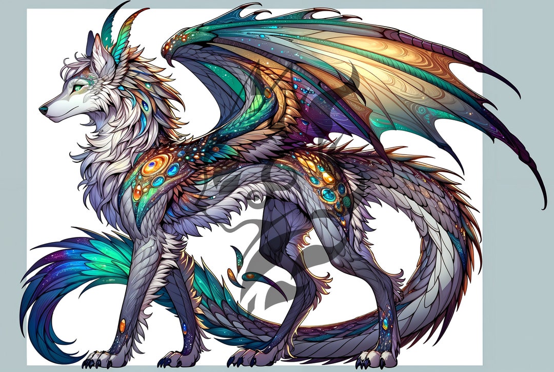 Wolf Dragon Adoptable Character Digital Download HD Image Unique ...