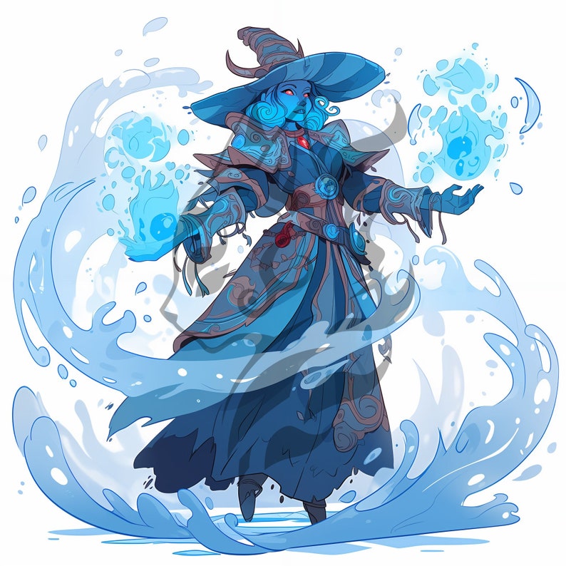 Water Genasi Sorcerer Adoptable Character Digital Download HD Image ...