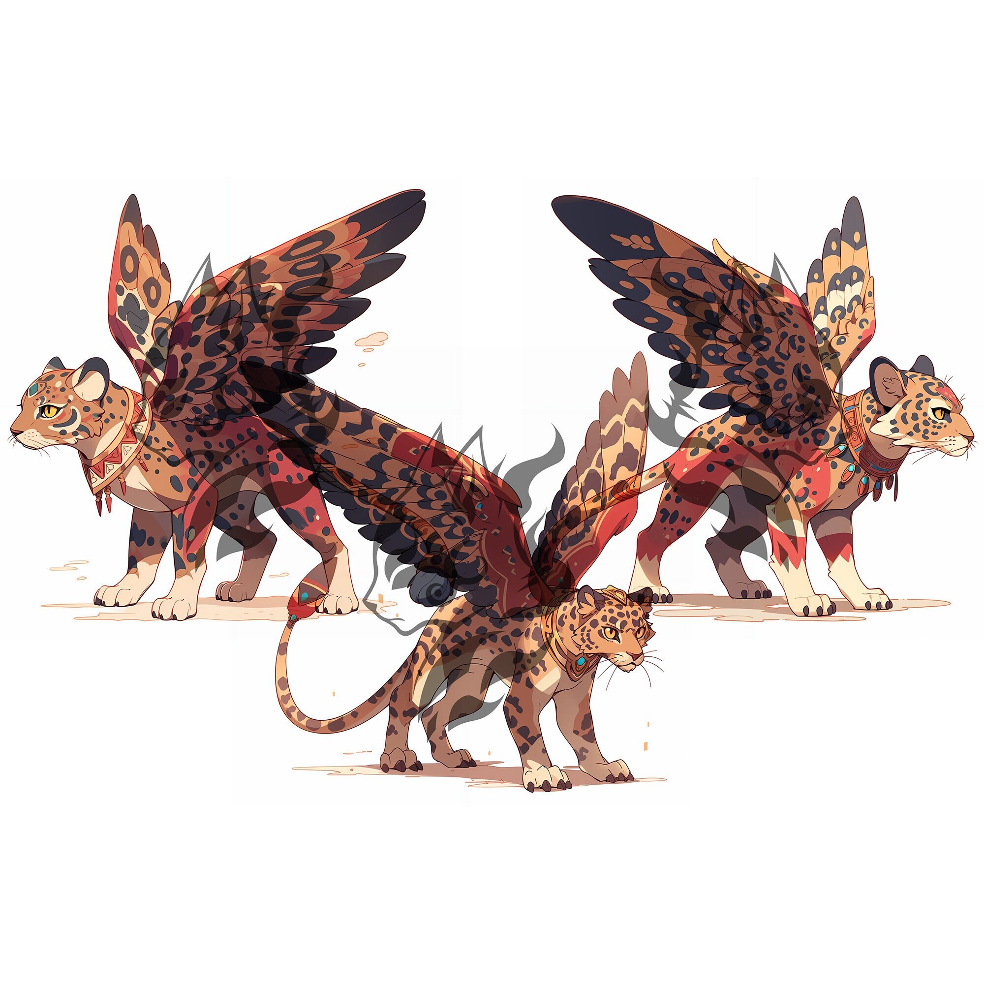 THREE Winged Leopard Siblings Adoptable Characters - Digital Download ...